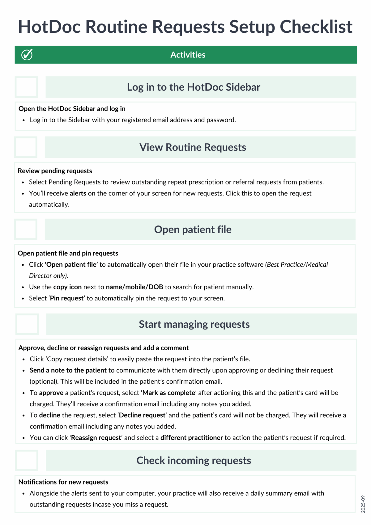 Routine Requests Digital Resources - HotDoc