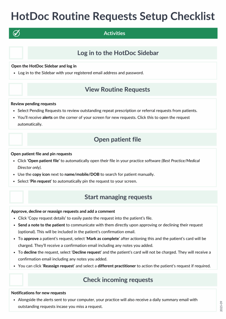 Routine Requests Digital Resources - HotDoc